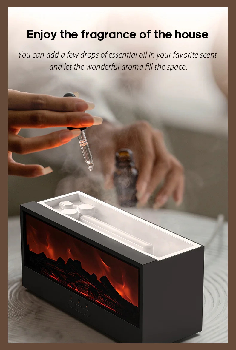 New Fireplace Flame Humidifier with Essential Oil Aroma Diffuser Home ...