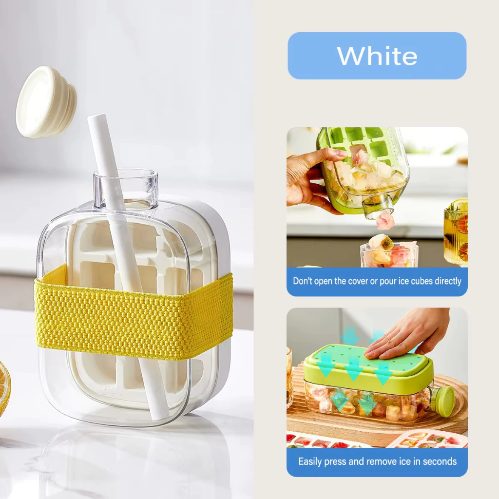 2IN1 Portable Food Straw Cup Ice Cube Mold Filled with Water 500ML, DIY ...