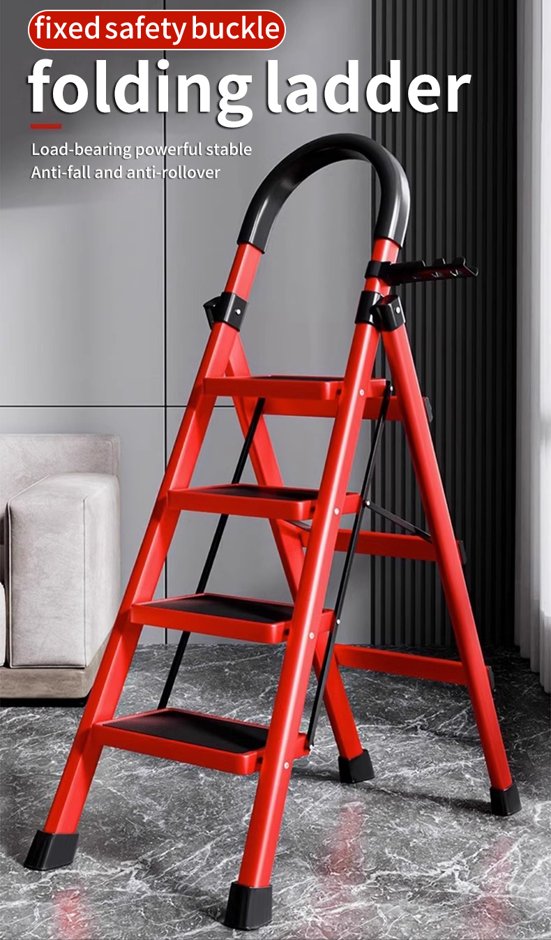Ladder carbon steel foldable 3/4/5/6 step ladder safety non-slip ...