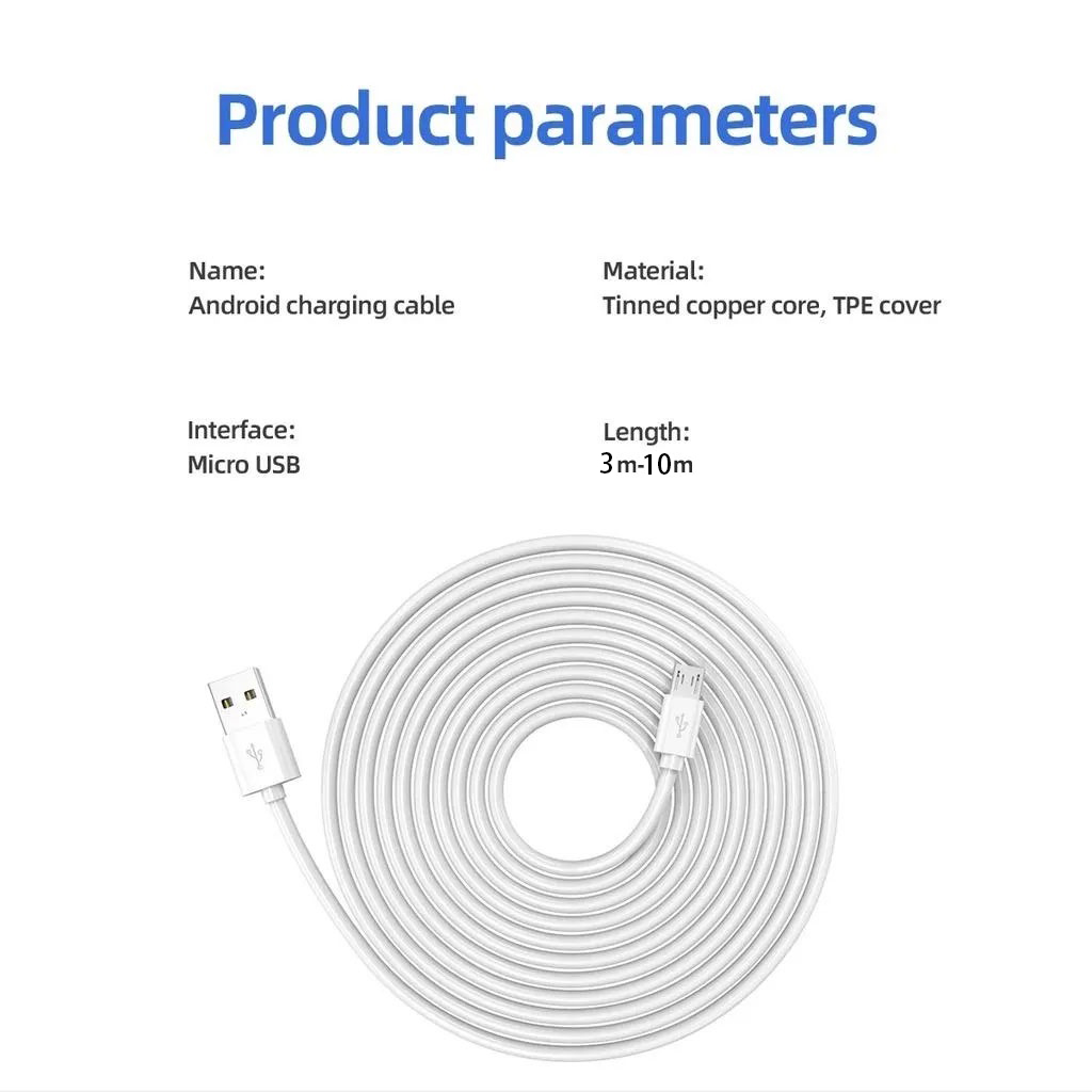 V380 Micro USB Cable 10M 5M 3M FastCharging Micro USBCord for CCTV ...