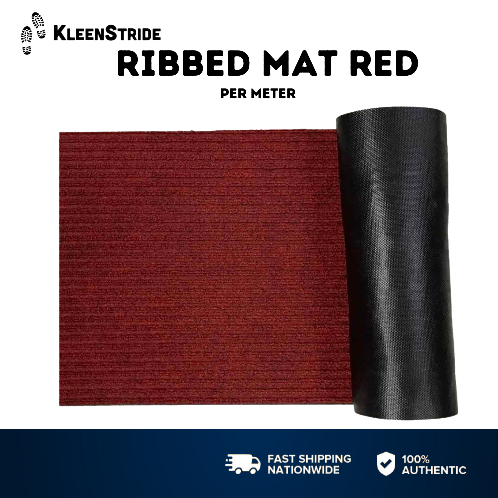 KleenStride | Ribbed Mat Gray & Red | Soft Carpet | Floor Mat | Rug ...