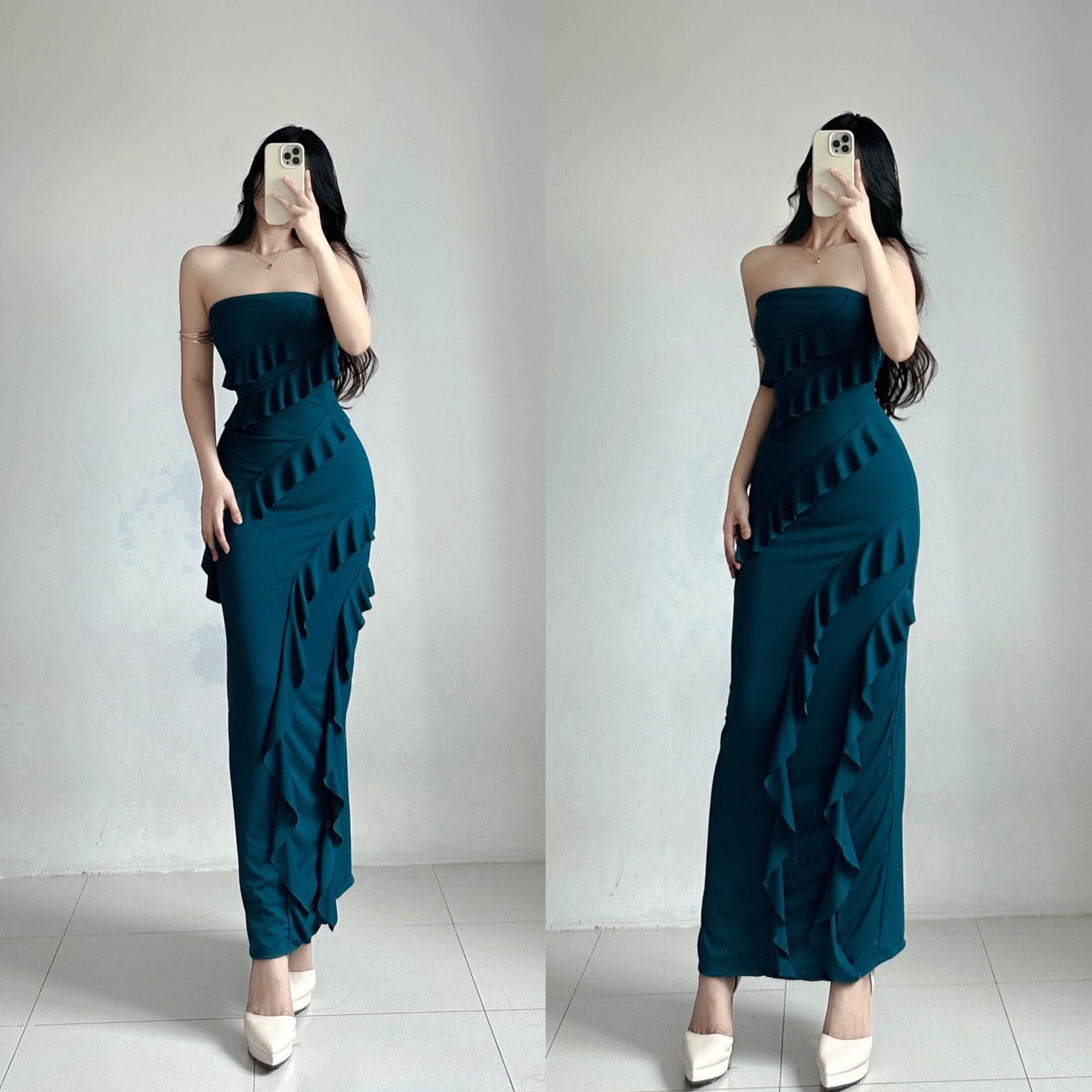 FYANG SUMMER ELEGANT MAXI RUFFLE BODYCON DRESS - Woman Tube Top Dress ...