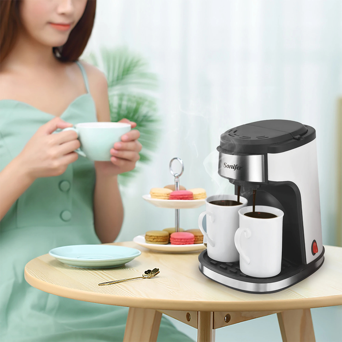 Sonifer Double Drip Coffee Machine 450W with Cone Filter Electric ...