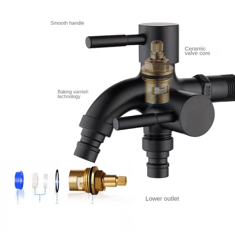 SUS304 Two Way stainless steel valve bibcock black Faucet Dual Function ...