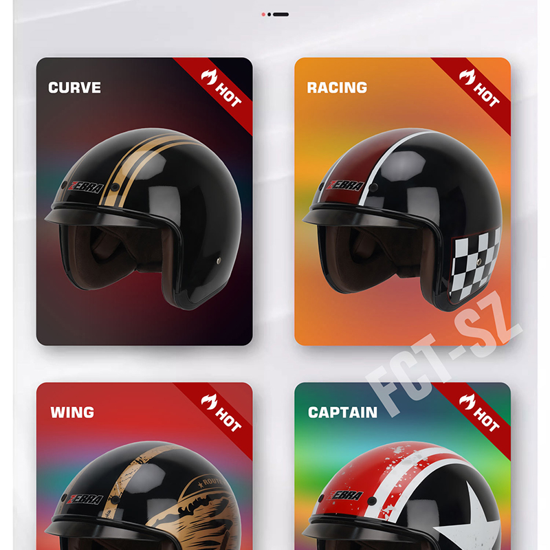 𝗕𝗣𝗦 ZEBRA 603 Classic Half Face Helmet With ICC Retro Helmet For ...