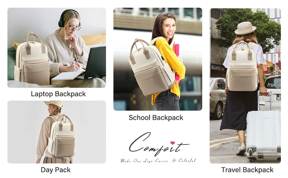 Nostyle Laptop backpack 15.6 inch school bag for women waterproof large ...