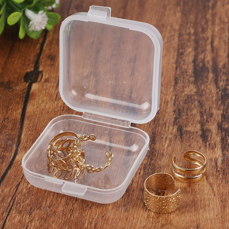 Mini Storage Ear Plug Box Plastic Parts Box Jewelry Clear Square ...