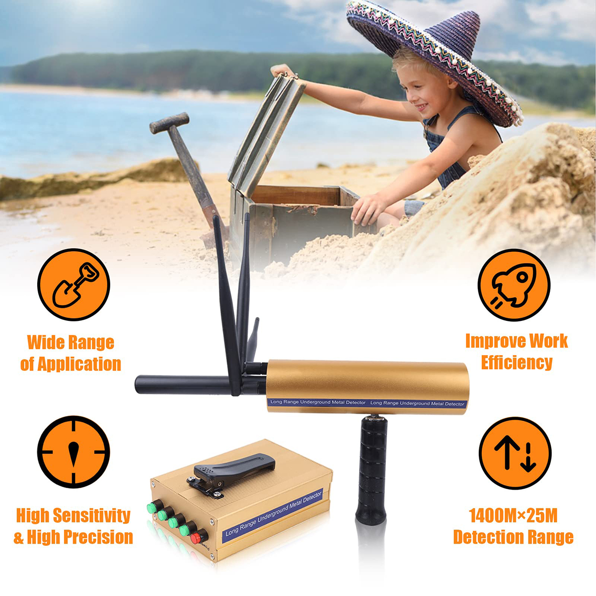 AKS 3D Metal Detector Underground Detective Treasure 1200M Long Range ...