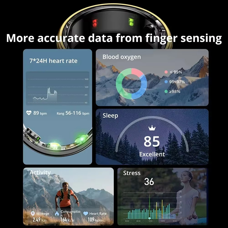 Smart ring engagement ring with GPS positioning heart rate monitoring ...