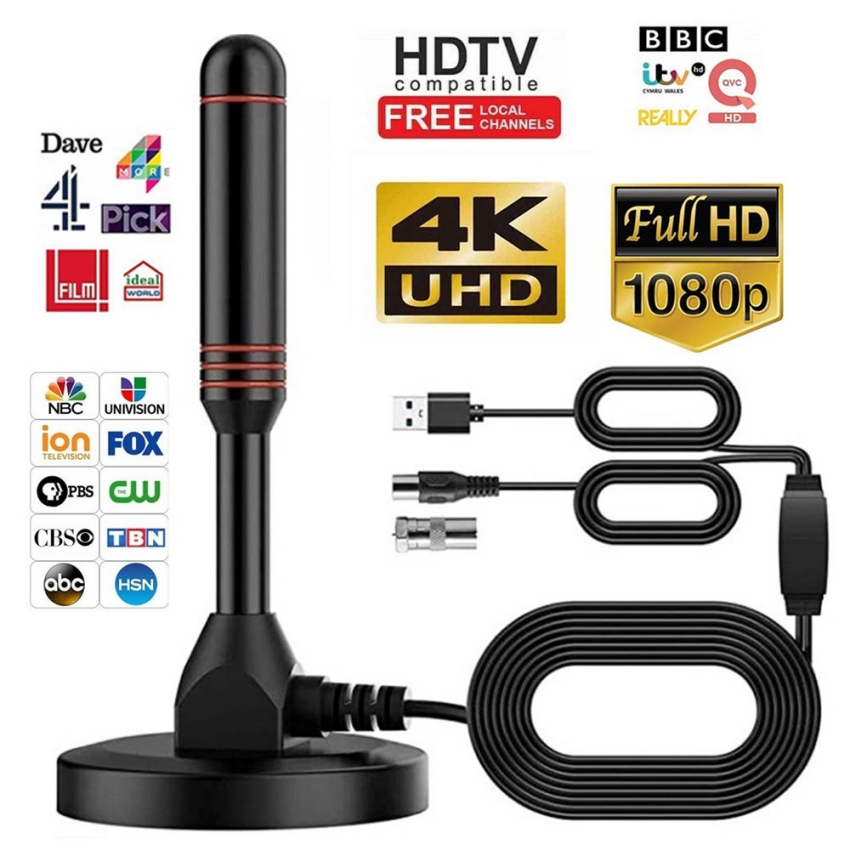 150Mile Uhf Antenna Built-in Amplifier DVB T2 Antenna DVBT2 Box Indoor ...