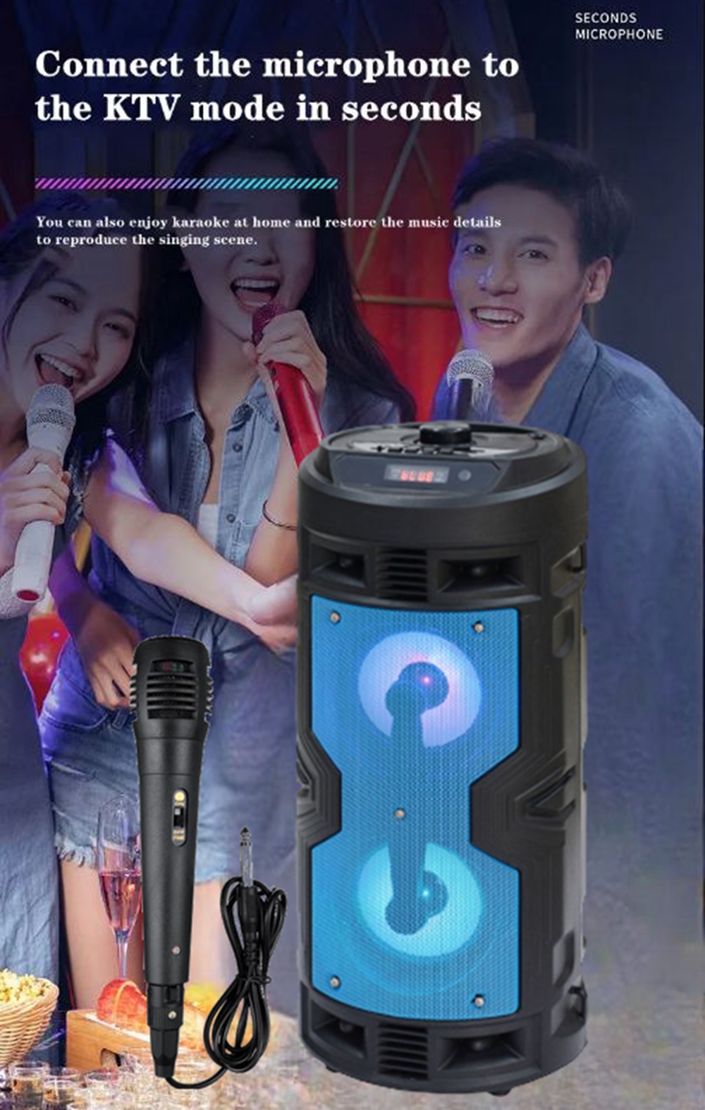 SK-1039/SK-1201 Hi-Fi Wireless Karaoke Bluetooth Speaker with USB/TF/FM Radio Function and Free ...