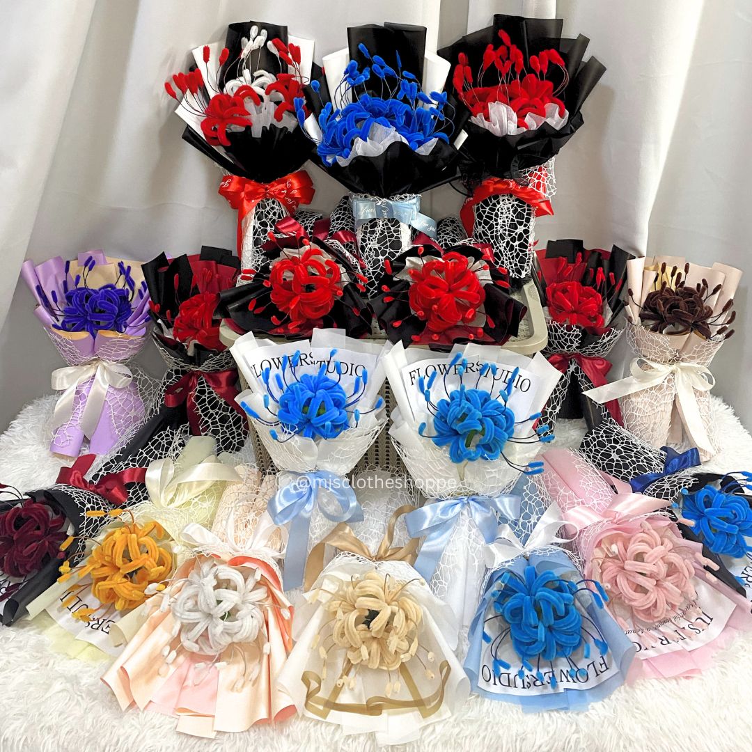 Fuzzy Wire Spider Lily Bouquet / Anime Inspired Flower Graduation Gift ...