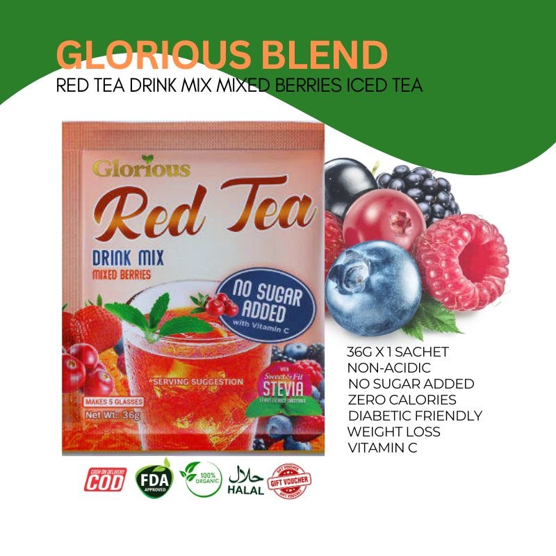 Red Tea Drink Mix Mixed Berries Iced Tea No Sugar Added with Vitamin C ...