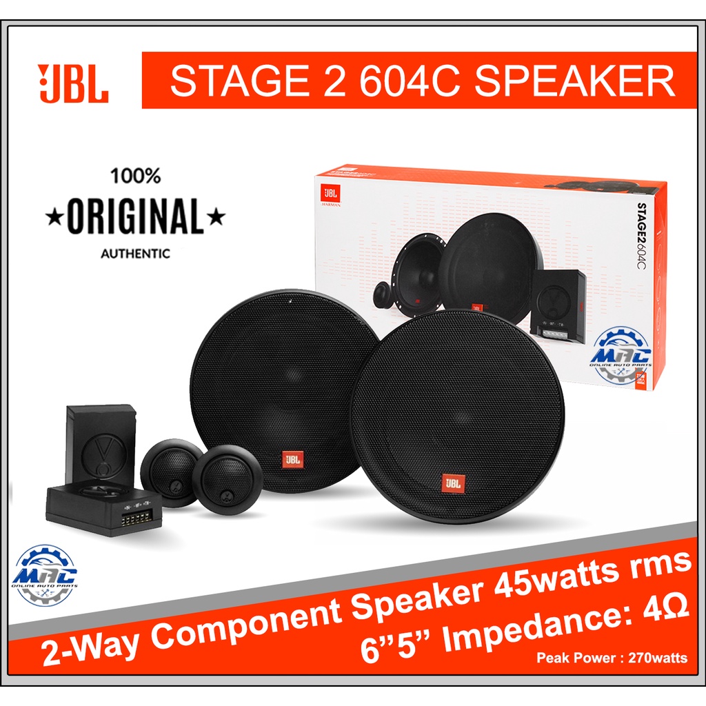 JBL STAGE2 604C 2pcs 6x5" 2-Way Component Car Speaker Peak Power: 270 watts , 45watts rms ...