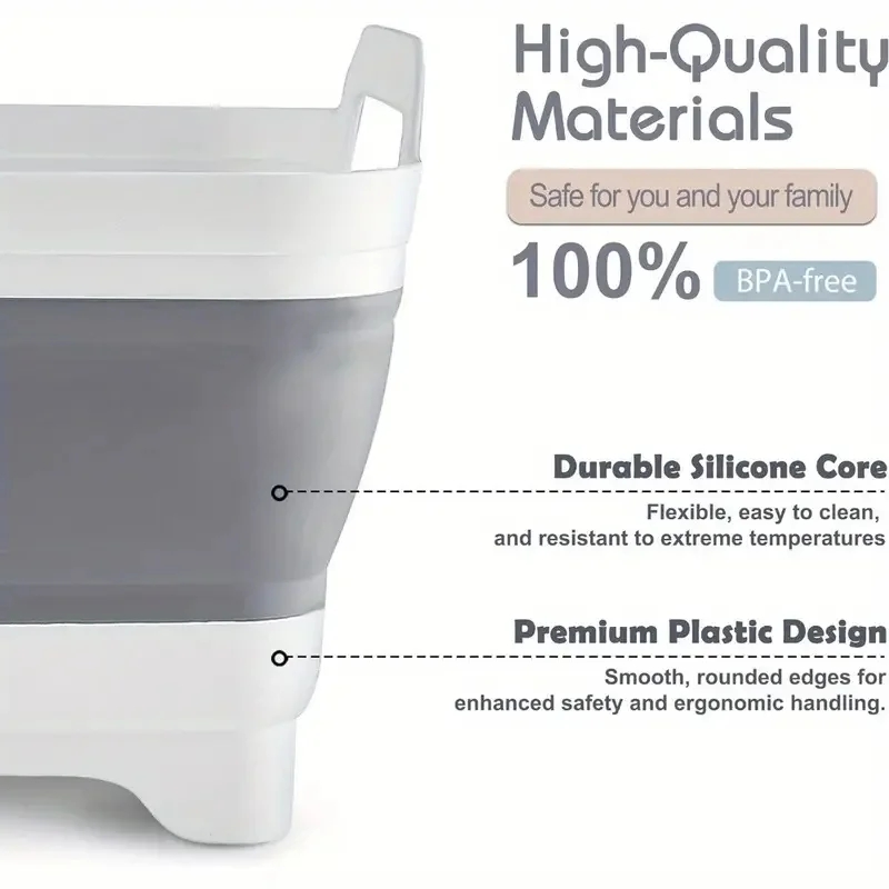 9.4L Multiuse Foldable Basin Large Collapsible Dish Tub Portable Sink ...