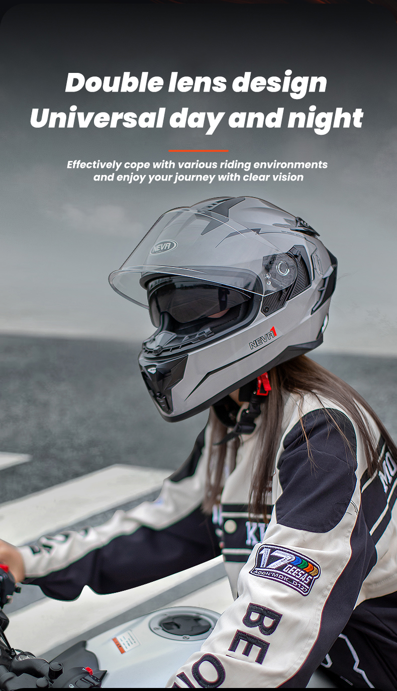 NEVA Dual Lens Full Face Helmet Motorcycle DOT Approved With ICC ...