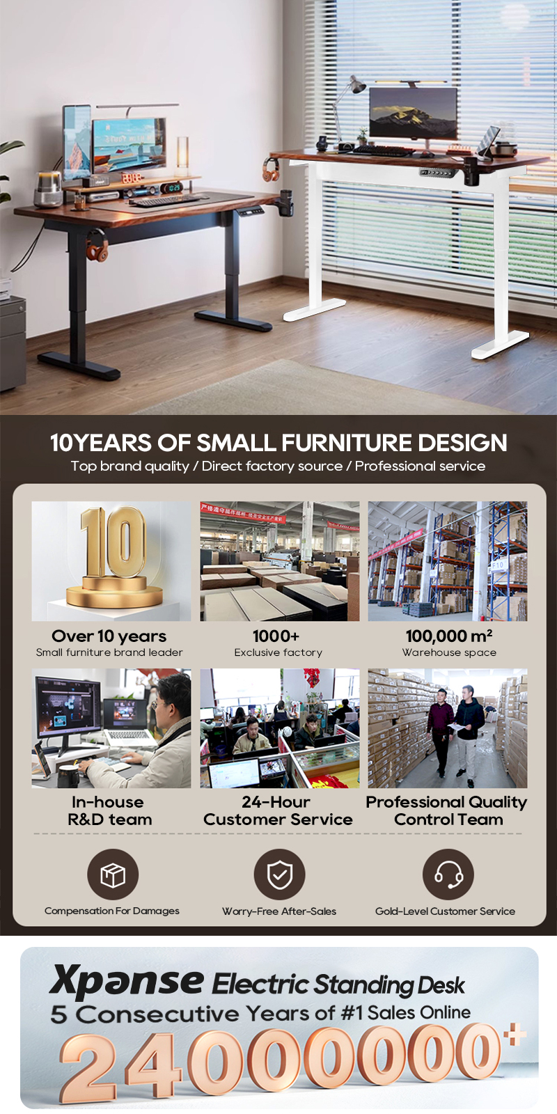 Xpanse Electric Computer Table Adjustable Table Standing Office Desk ...