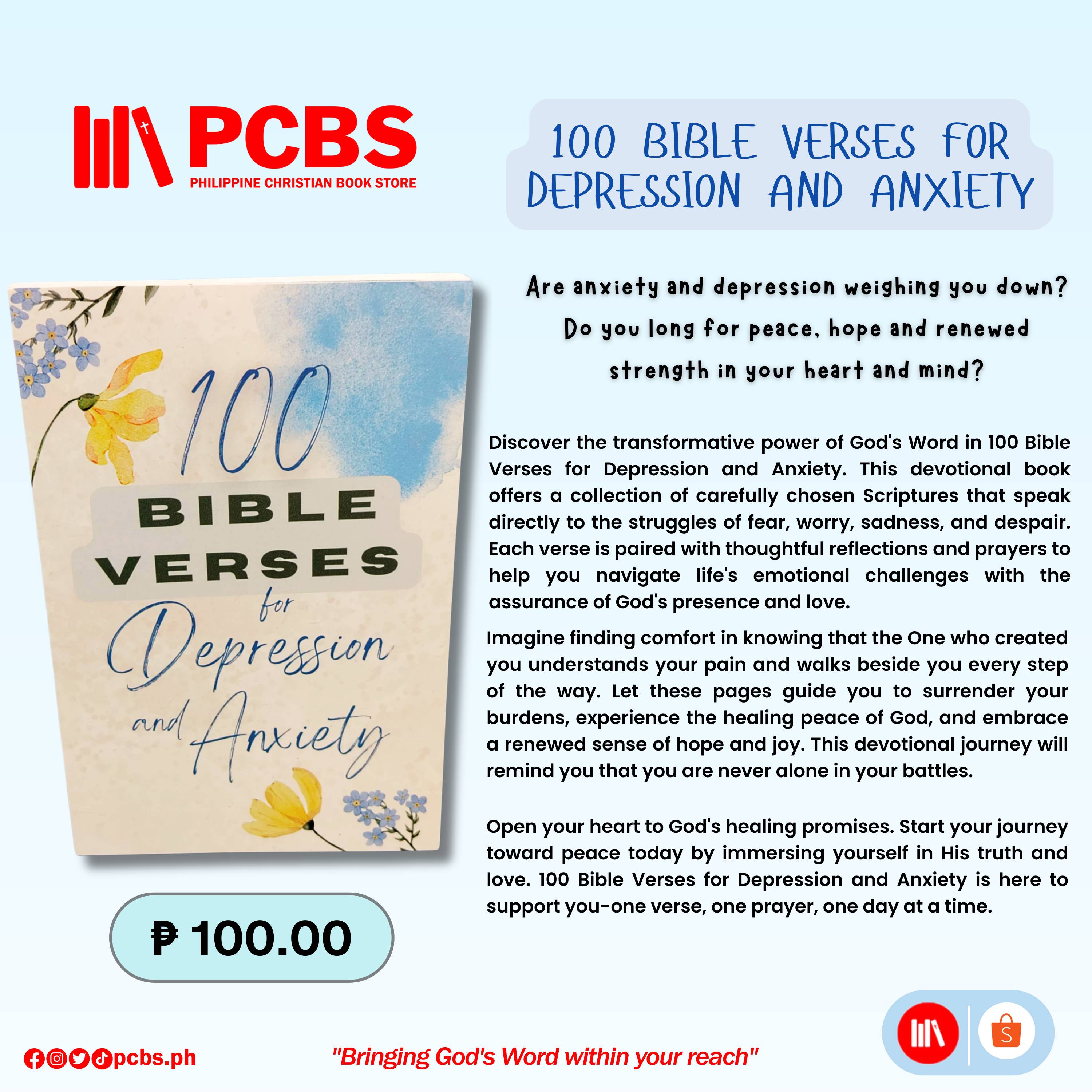 100 BIBLE VERSES FOR DEPRESSION AND ANXIETY (11''X17''X1'') | Shopee ...