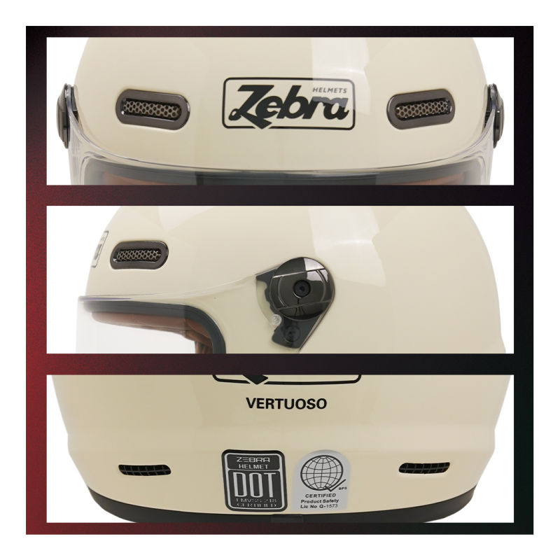 ZEBRA VERTUOSO Classic Helmet For Motorcycle Retro Helmet Full Face ...