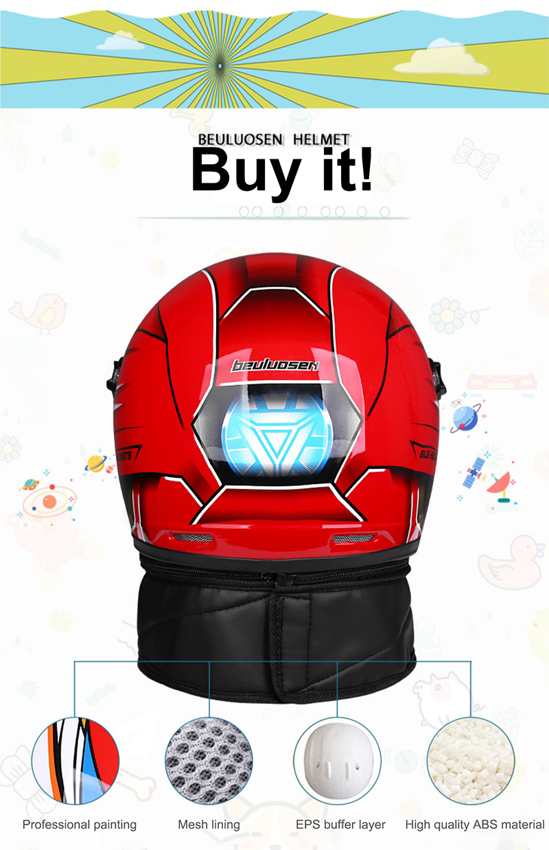 NEVA Kd-52 Iron-Man Kids Helmet For Children 3 Patterns Motorcycle 4 To ...