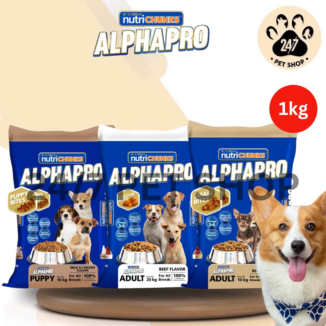 1kg NutriChunks Alpha Pro All Stages Adult Puppy Regular Bites Small ...