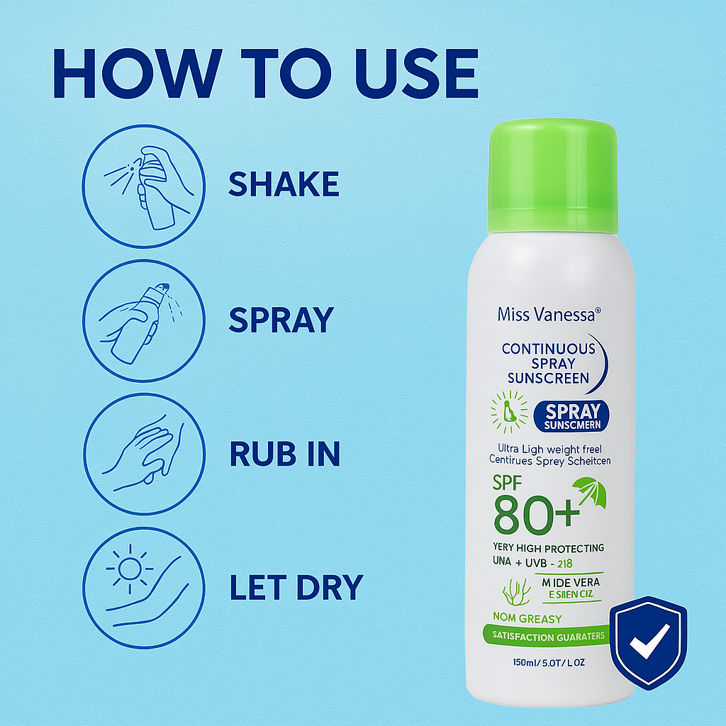 Miss Vanessa SPF 80+ Continuous Spray Sunscreen – Broad Spectrum UVA ...