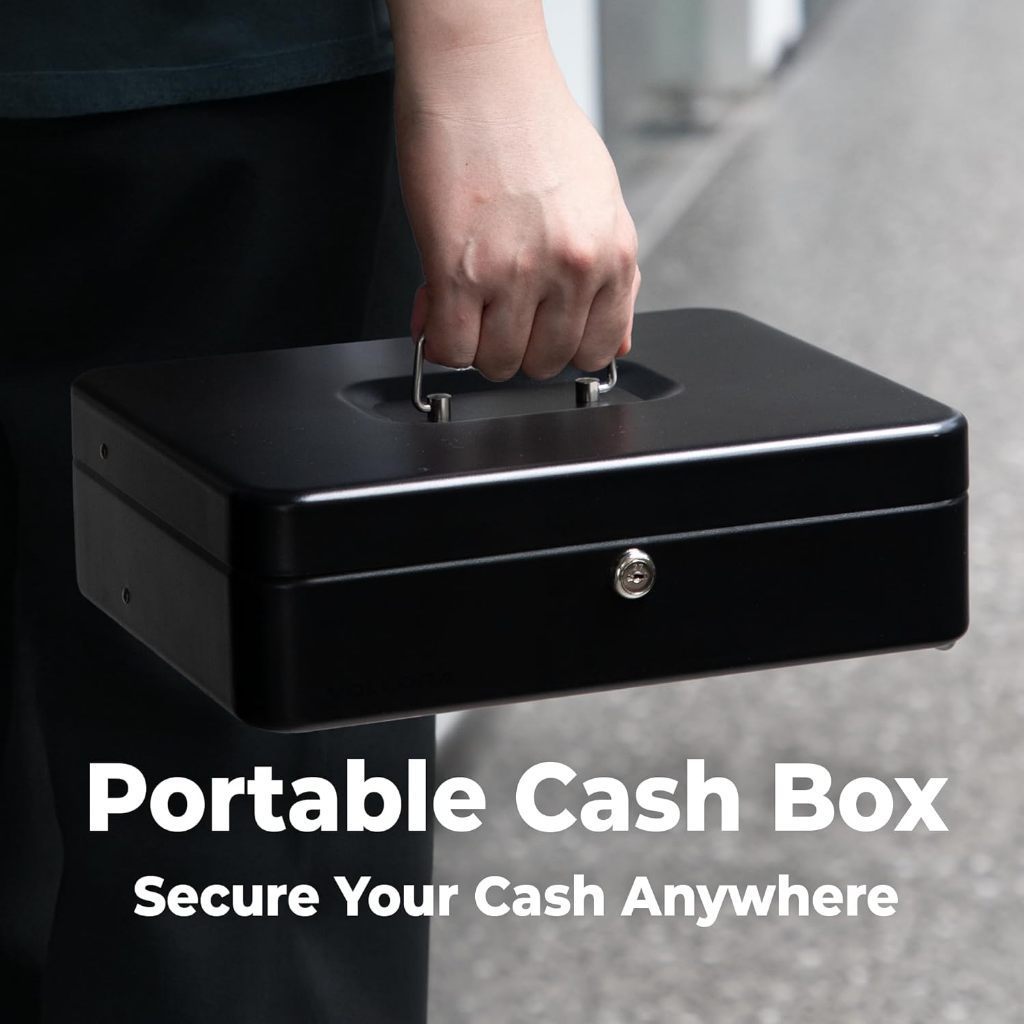 Super Thick Steel Money Box With Key Cash Box With Money Tray Durable ...