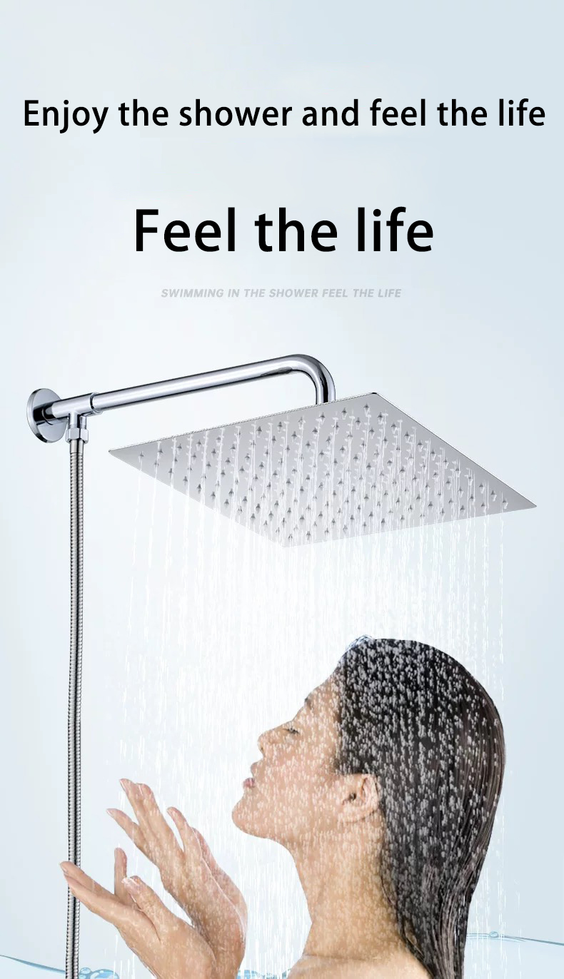 Shower Set Stainless Steel 304 Rain Shower Head Square With Shower Hose ...