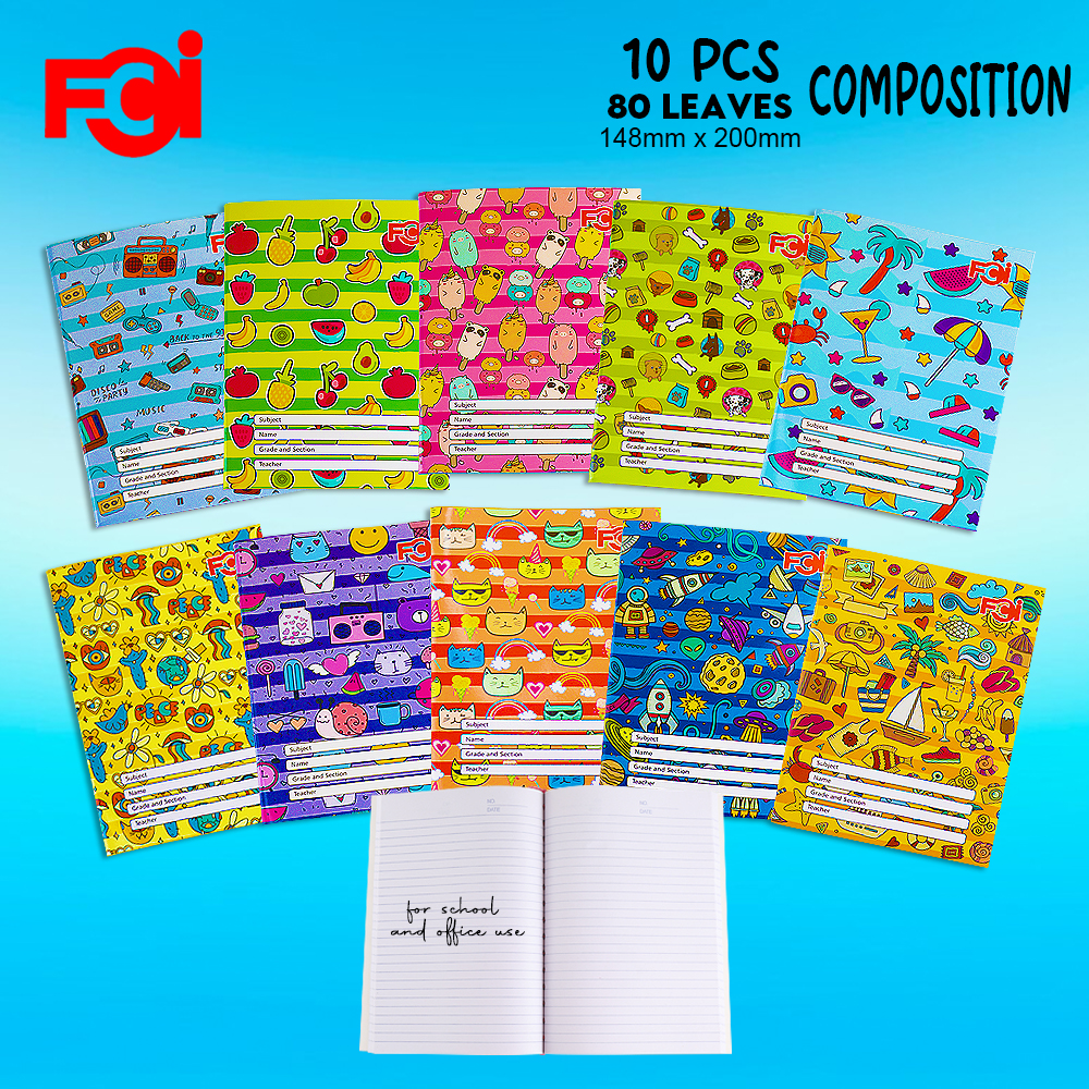 LCI COMPOSITION NOTEBOOK WITH NEW ASSORTED DESIGN 80 LEAVES x 10pcs per ...