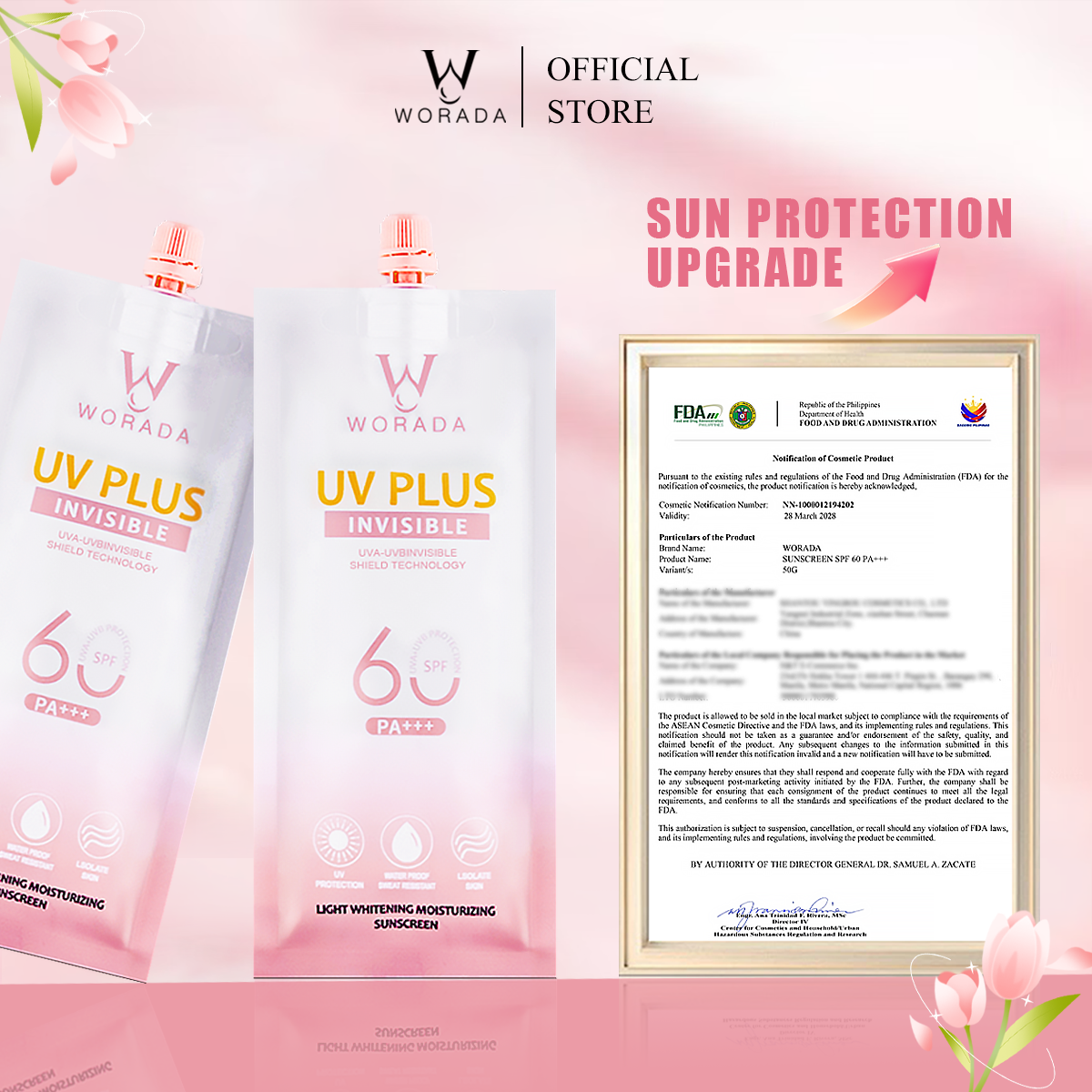 WORADA Sunscreen SPF60 PA+++ New Sun Protection Lightweight & Non ...