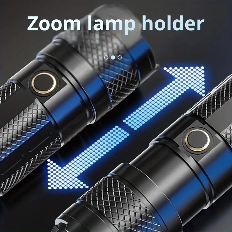 Gold Star Laser Zoom Tactical Flashlight Rechargeable Heavy Duty ...