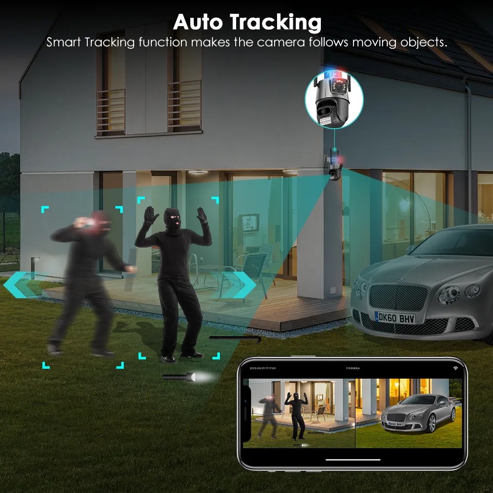 BUY 1 TAKE 1 CCTV Camera Outdoor Waterproof 4K HD Dual Lens PTZ Night ...