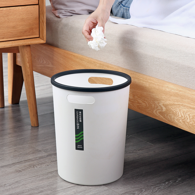 ROYALSTAR Portable Trash Bin with Lid Plastic Trash Can with Pressing ...