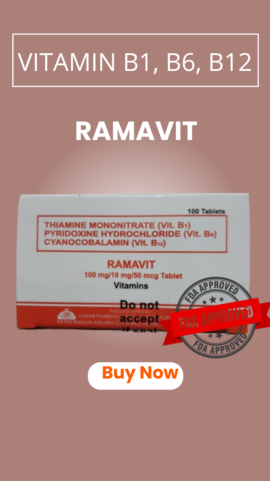 RAMAVIT Vitamin B1 + B6 + B12 100 Tablets | Shopee Philippines