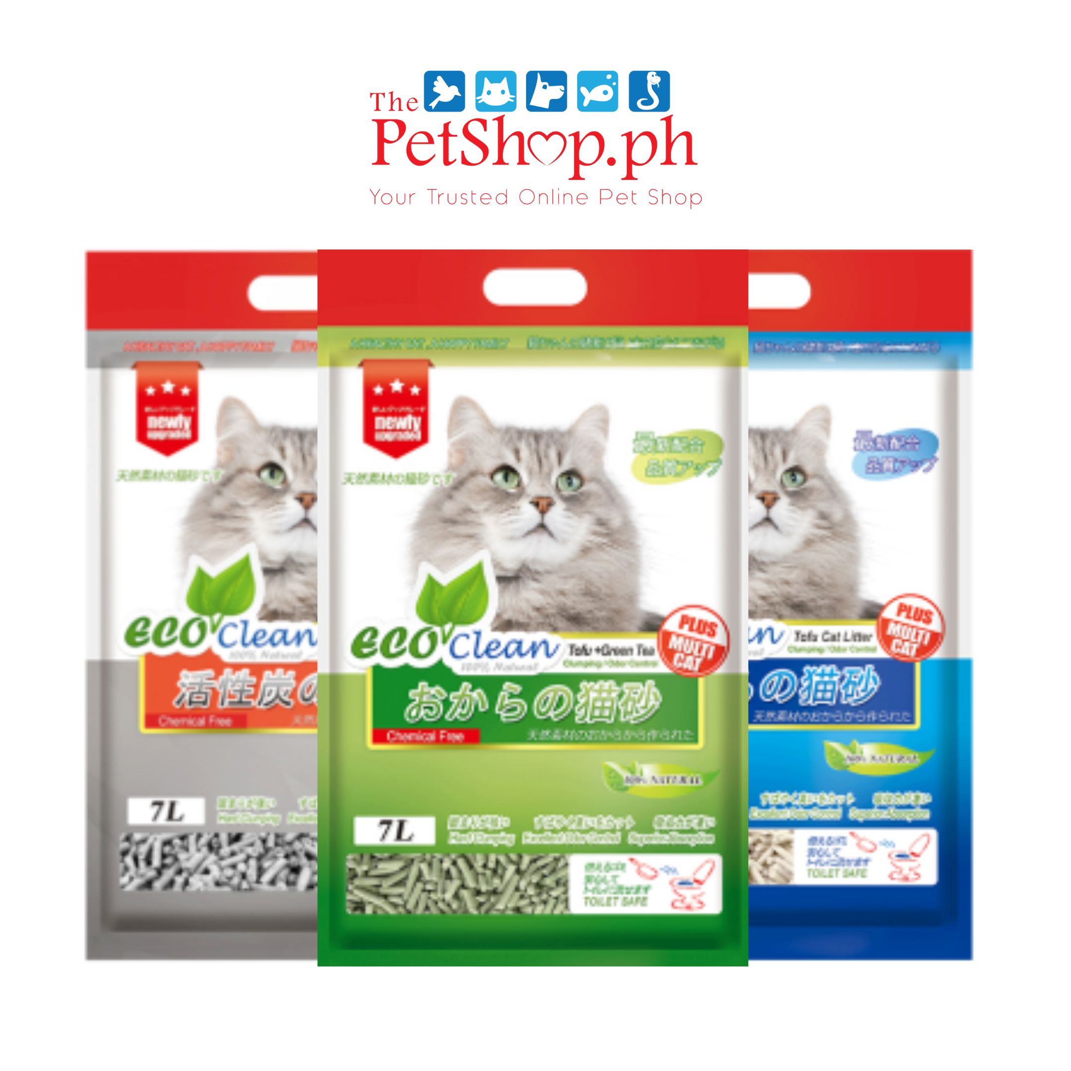Eco Clean Tofu Cat Litter Clumping 7L Set of 6 Flushable (FREE 2 FREYA ...