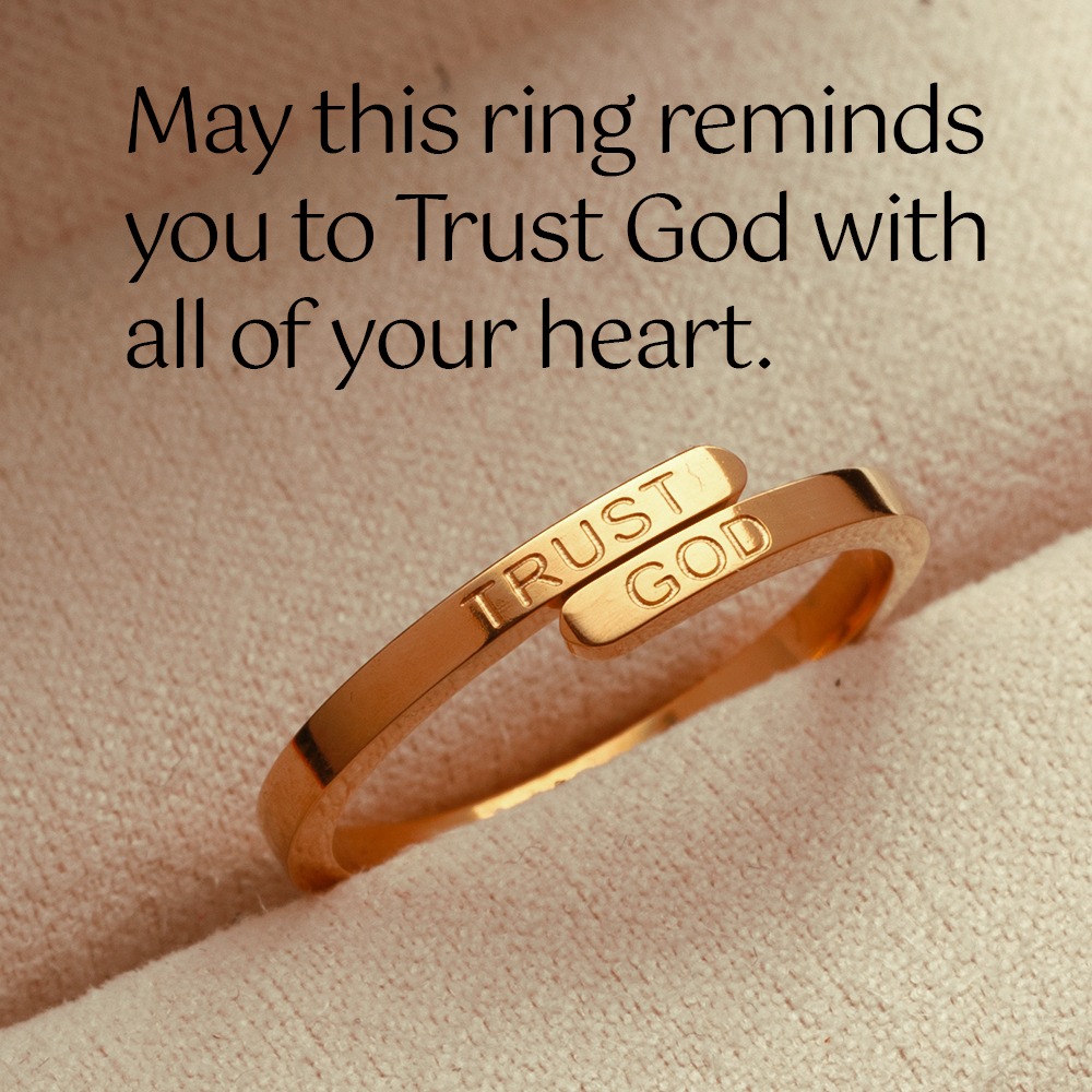 "TRUST GOD" Adjustable Rings Two-layer Stainless Steel Ring for Women ...