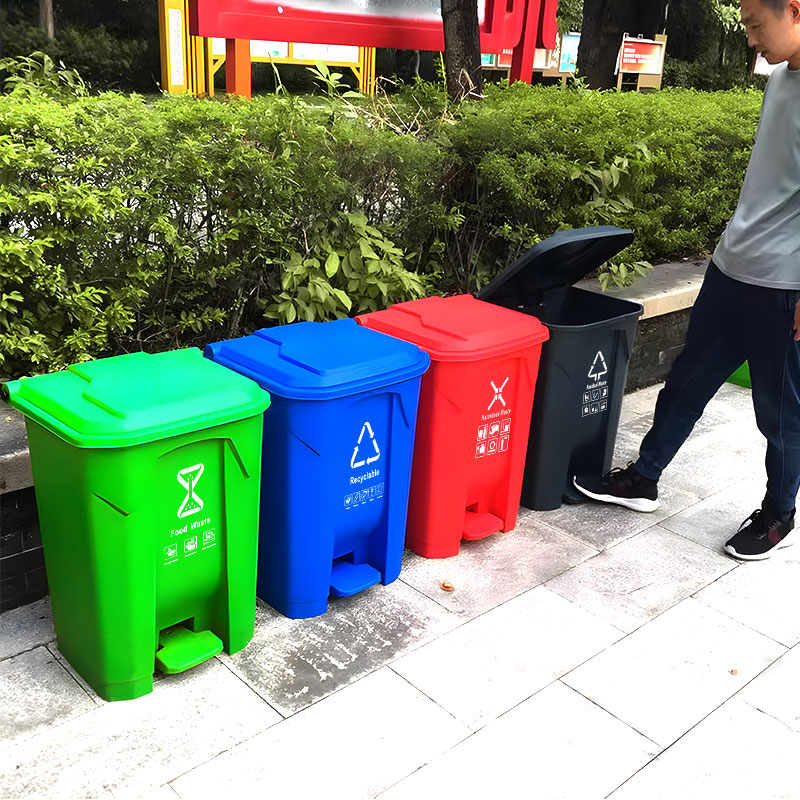 2PCS Heavy Duty Plastic Trash Bin120L 100L 240L with Step Foot Pedal ...