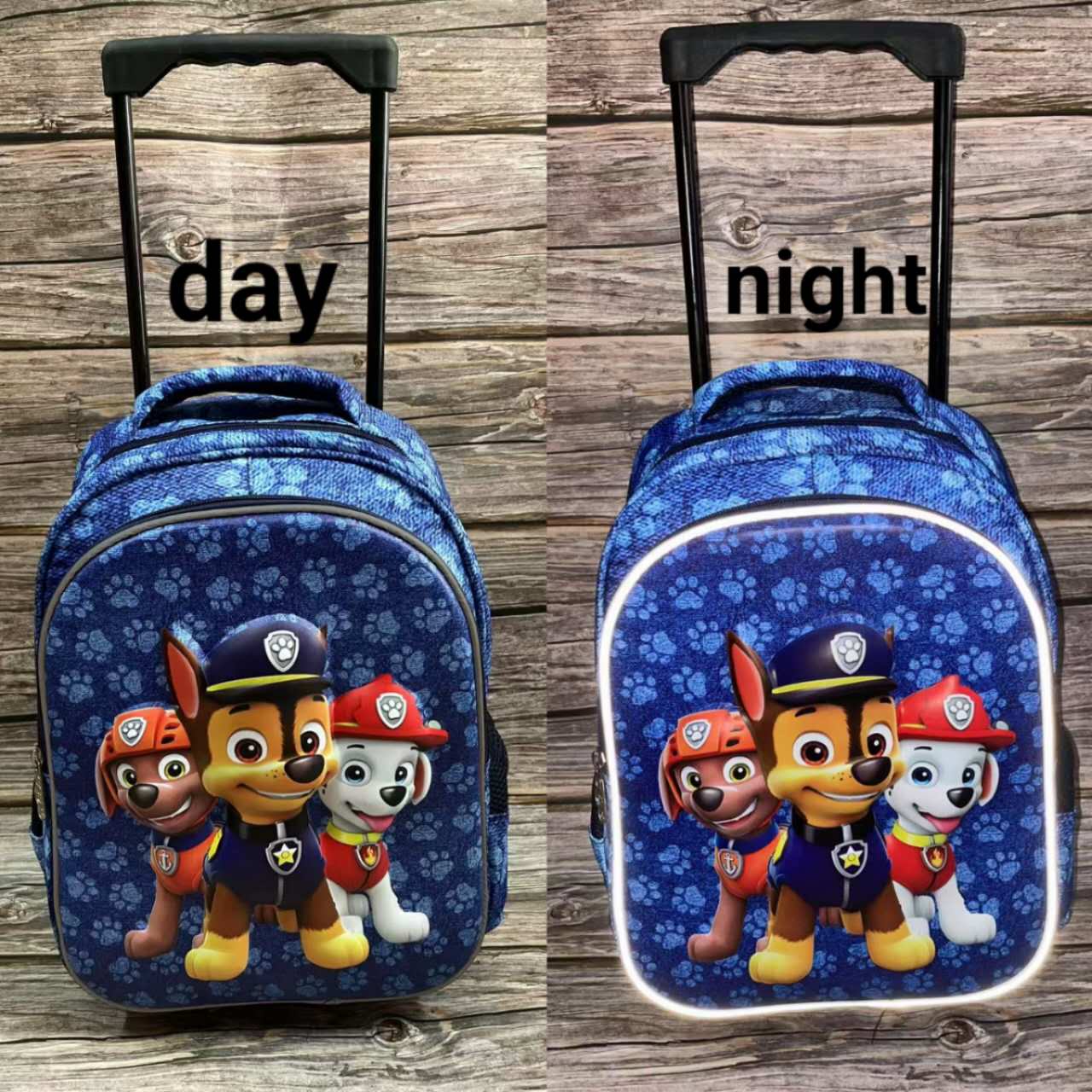 TYK 14 inches backpack with trolley cartoon design with reflector ...