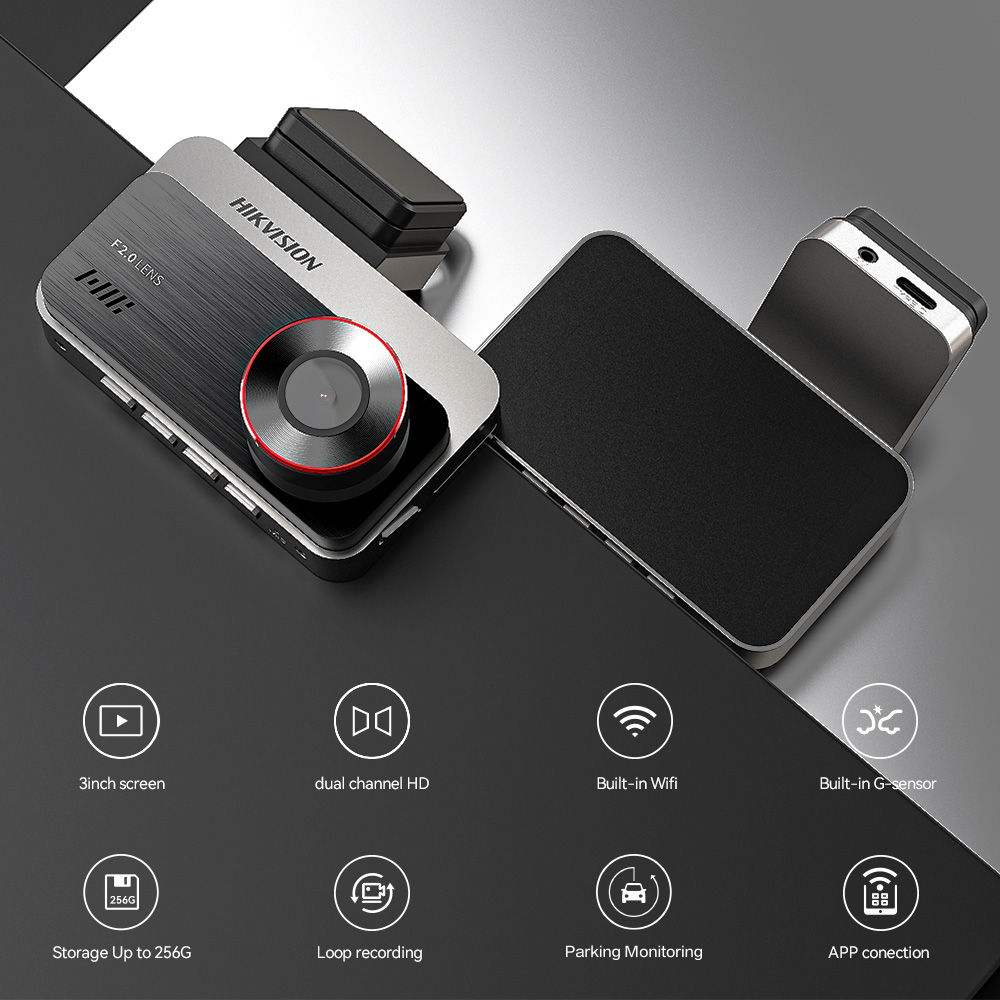 HIKVISION Dash Cam C200s 1080P Dual Cam Recording HDR 3Inch Screen Type ...