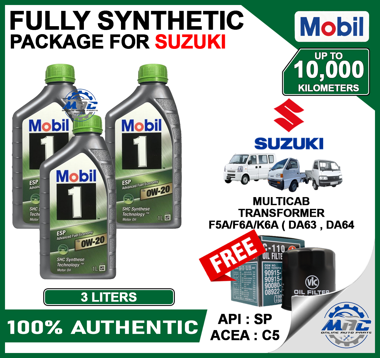 Mobil 1 ESP 0W-20 3 Liters for SUZUKI Multicab Transformer ( FULLY ...
