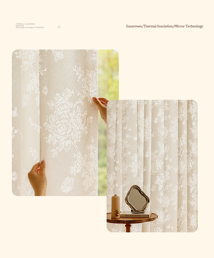 Beige Lace Sheer Kurtina-UV Filtering Curtain for Living Room, See ...
