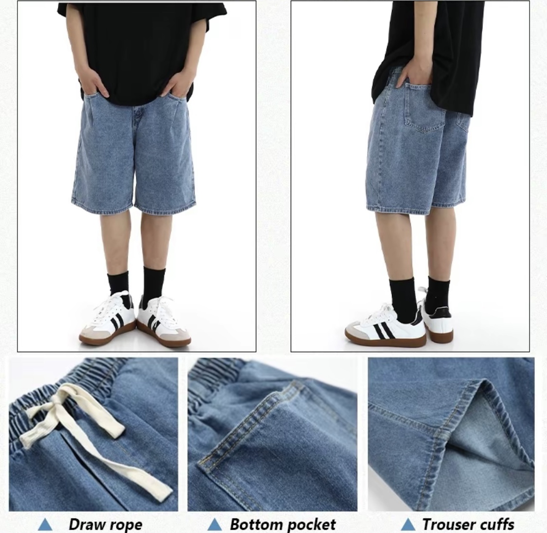 Jeans Shorts for Men Jorts for Men Korean Blue Denim Pants Straight Cut ...