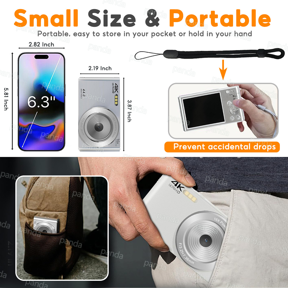 16X 4K Digital Camera Selfie Portable Digital Camera Portable ...