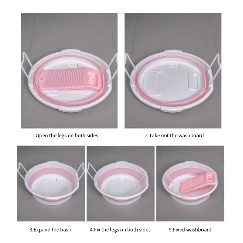 Foldable Wash BAsin with Traditional Plastic Washboard Space Saver ...