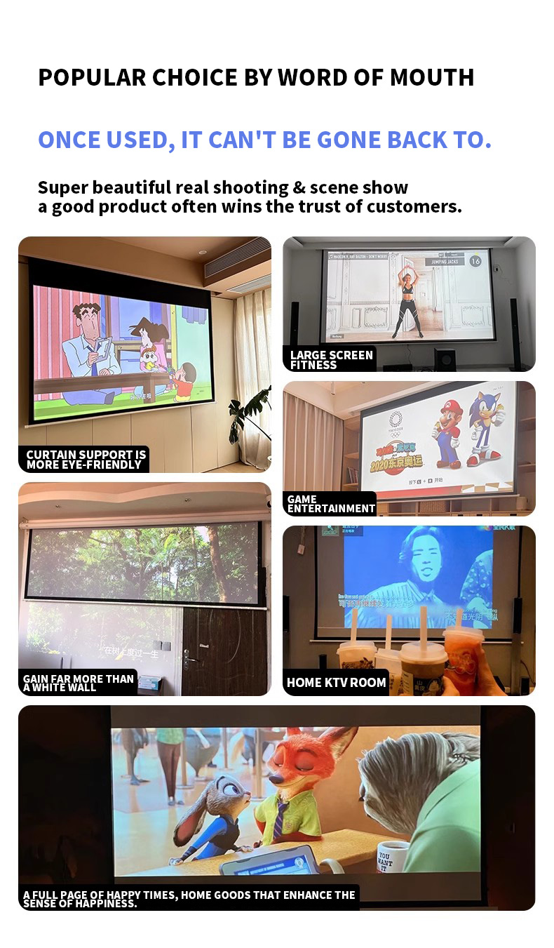 【In Stock】Projection Screen 100 inch 16:9 HD Movies Screen pull down ...