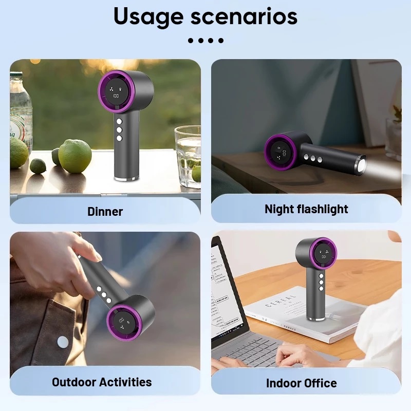 NSS 100Gears High Speed Handheld Fan With Display LED Light Turbo ...