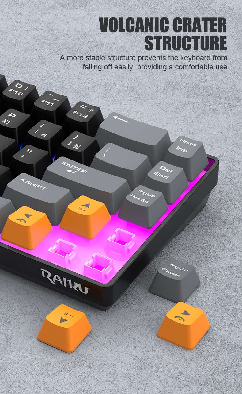 Zeus x RAIKU K68 68-Key Compact RGB Gaming Keyboard with 3 Keycaps ...