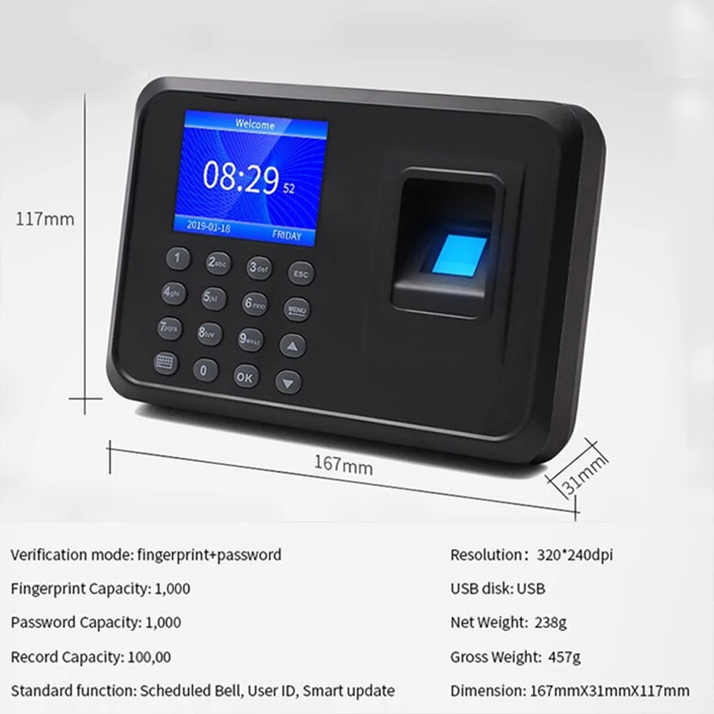 Biometric Fingerprint Attendance Thumbprint Machine Mesin Kedatangan Punch Card System | Shopee ...