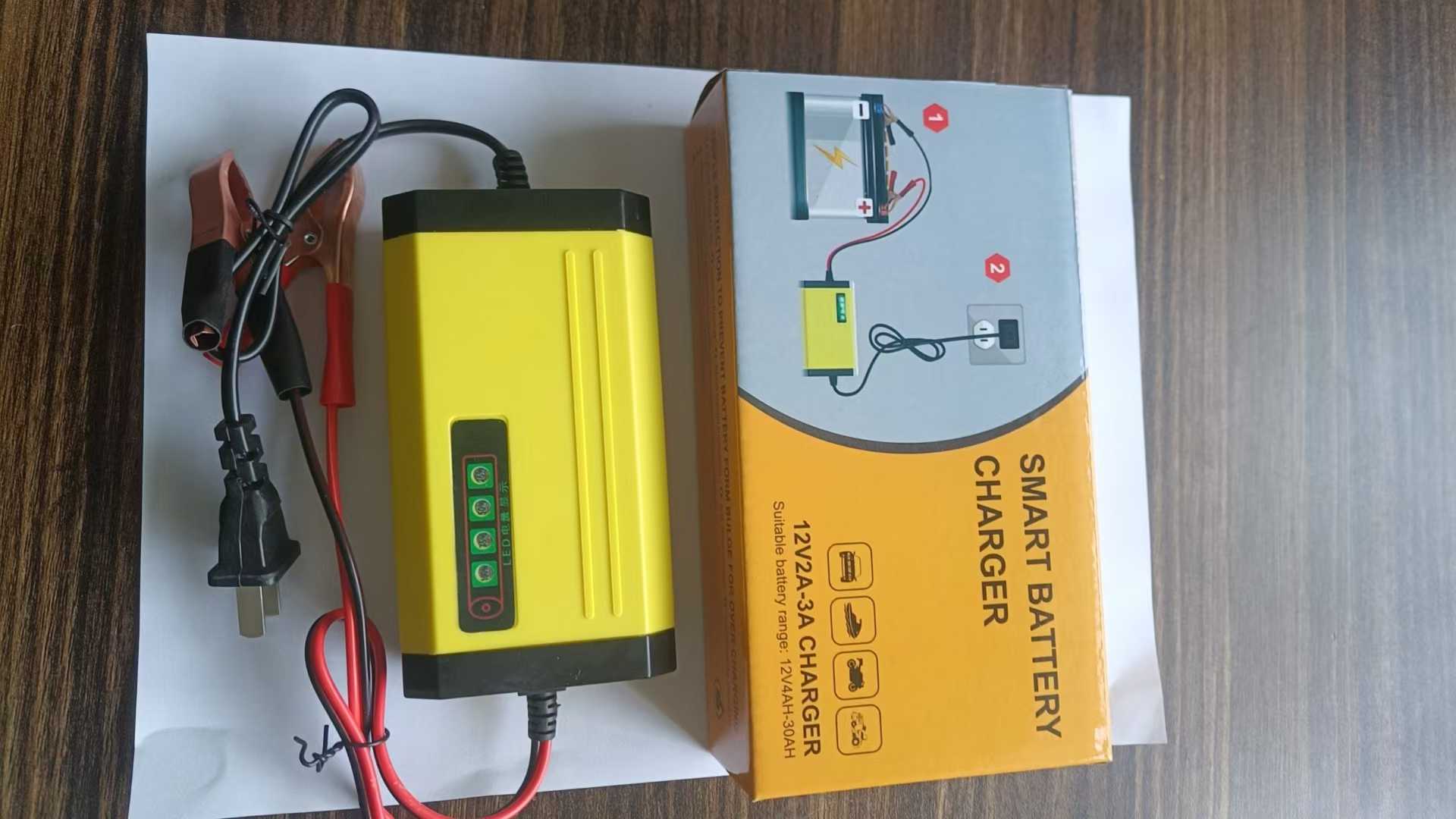 Motorcycle Smart Car Battery Charger 12v 3A Portable Lead Acid Battery ...