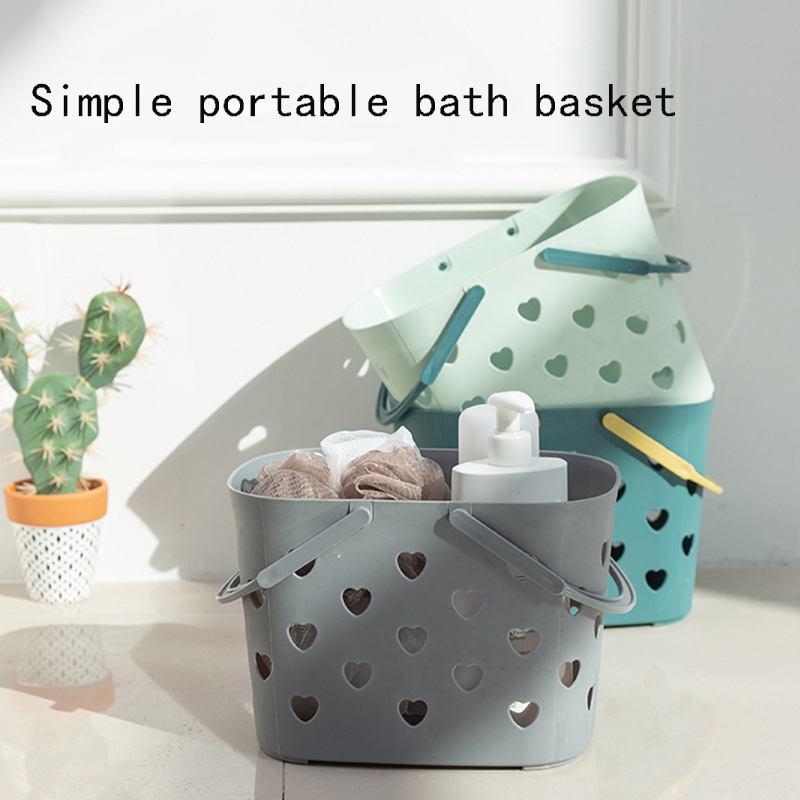 Portable Bath Basket Plastic Bathroom Storage Basket Handheld Shower ...